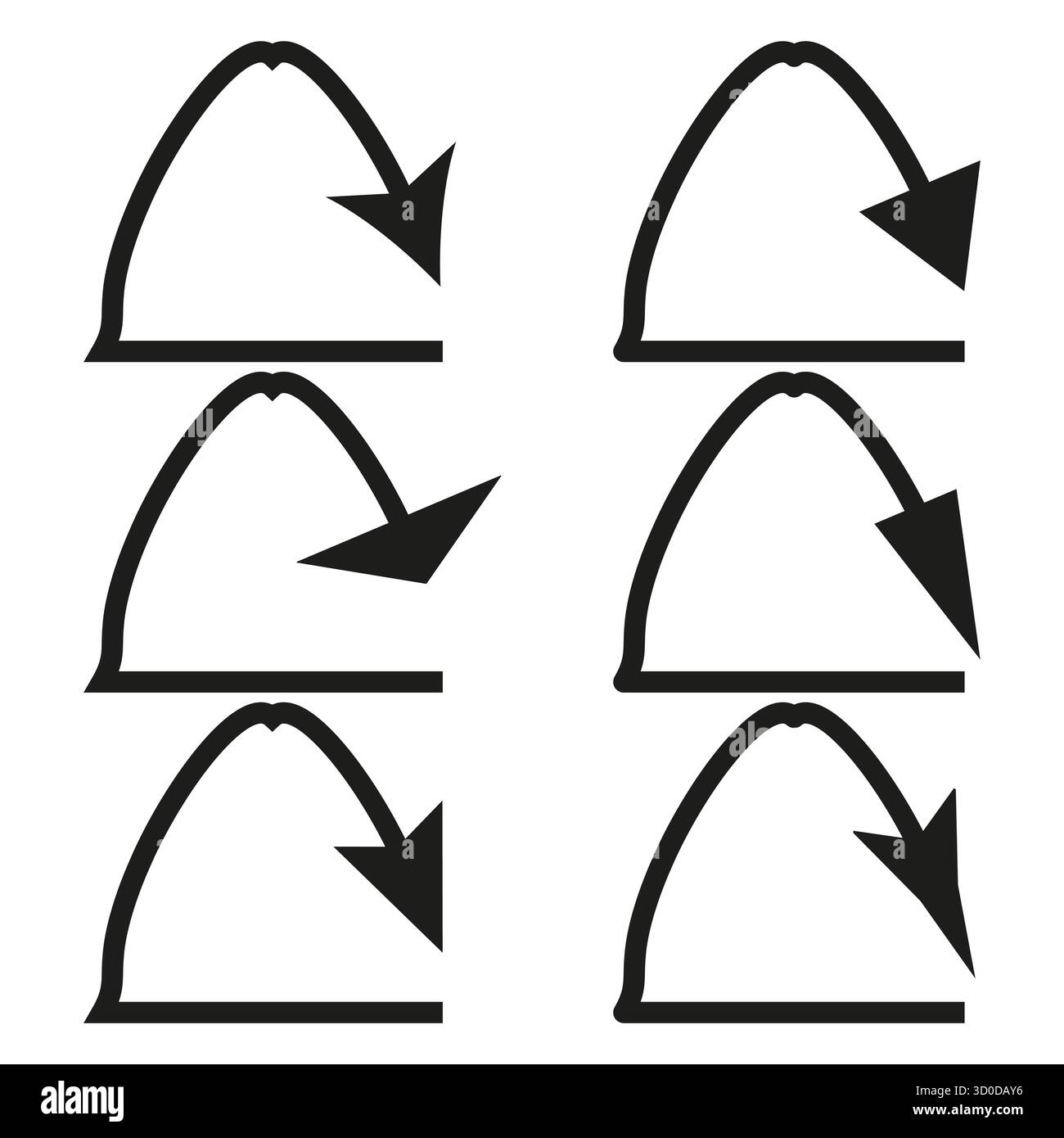 Arc arrow icons. Half circle symbol. Directional navigation Vector ...
