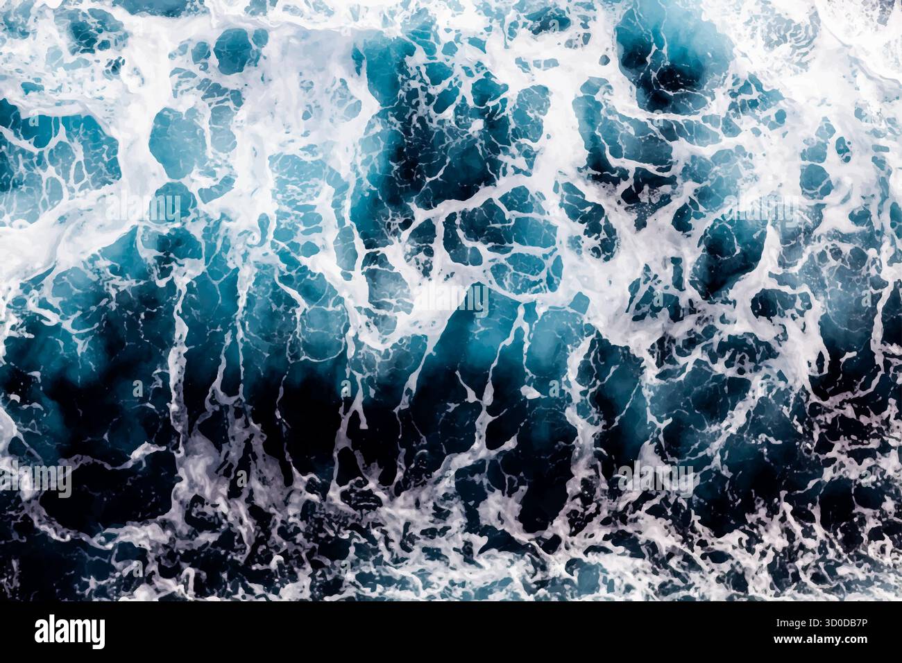 Ocean water surface background. Aerial view of awesome foamy water ...