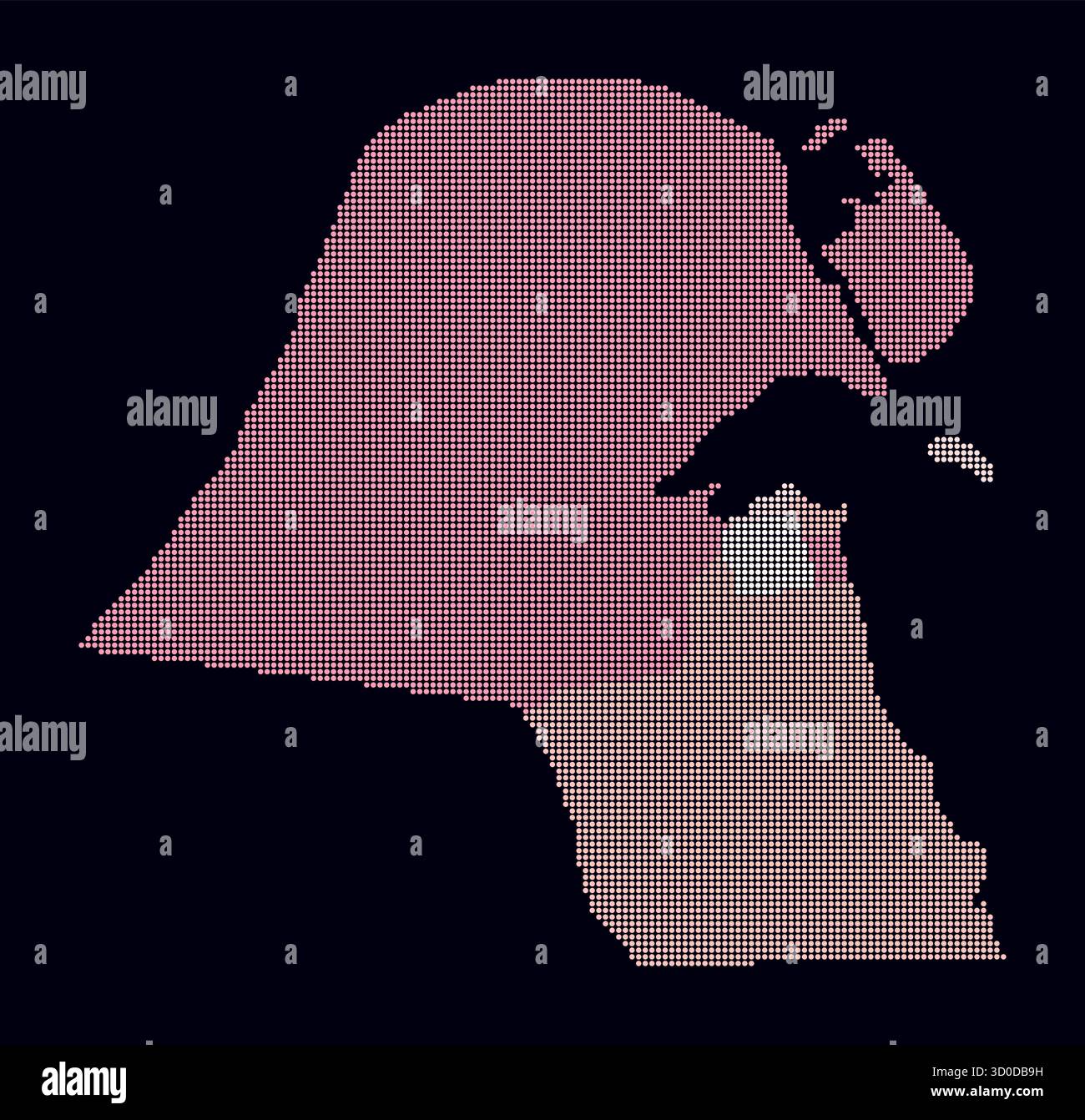 Kuwait dotted map. Digital style map of the country on a dark ...