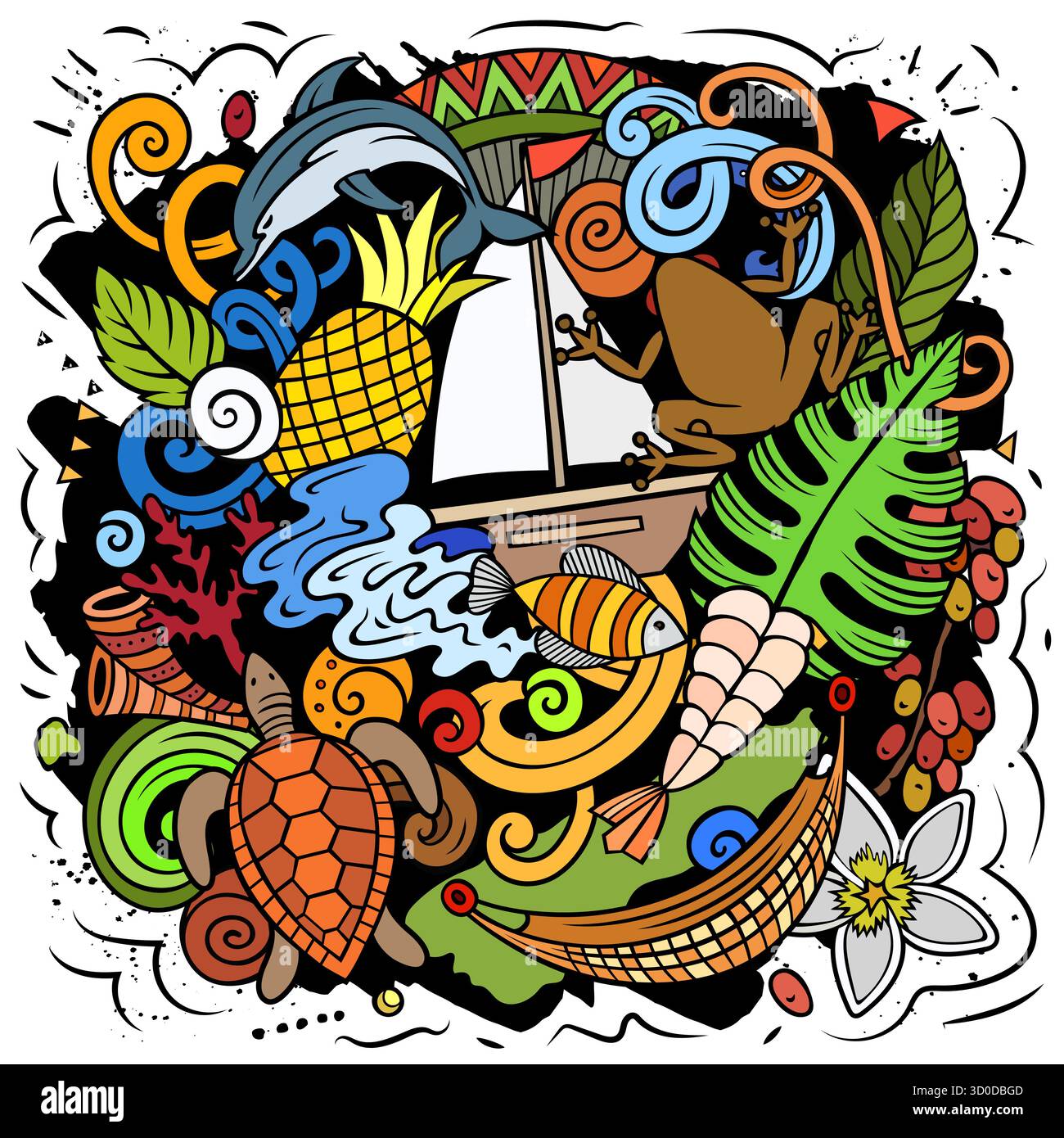 Puerto Rico cartoon vector doodle illustration Stock Vector Image & Art ...
