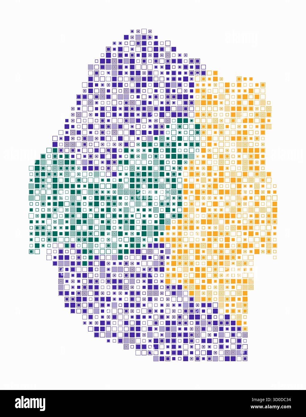 ESwatini, shape of the country built of colored cells. Digital style ...