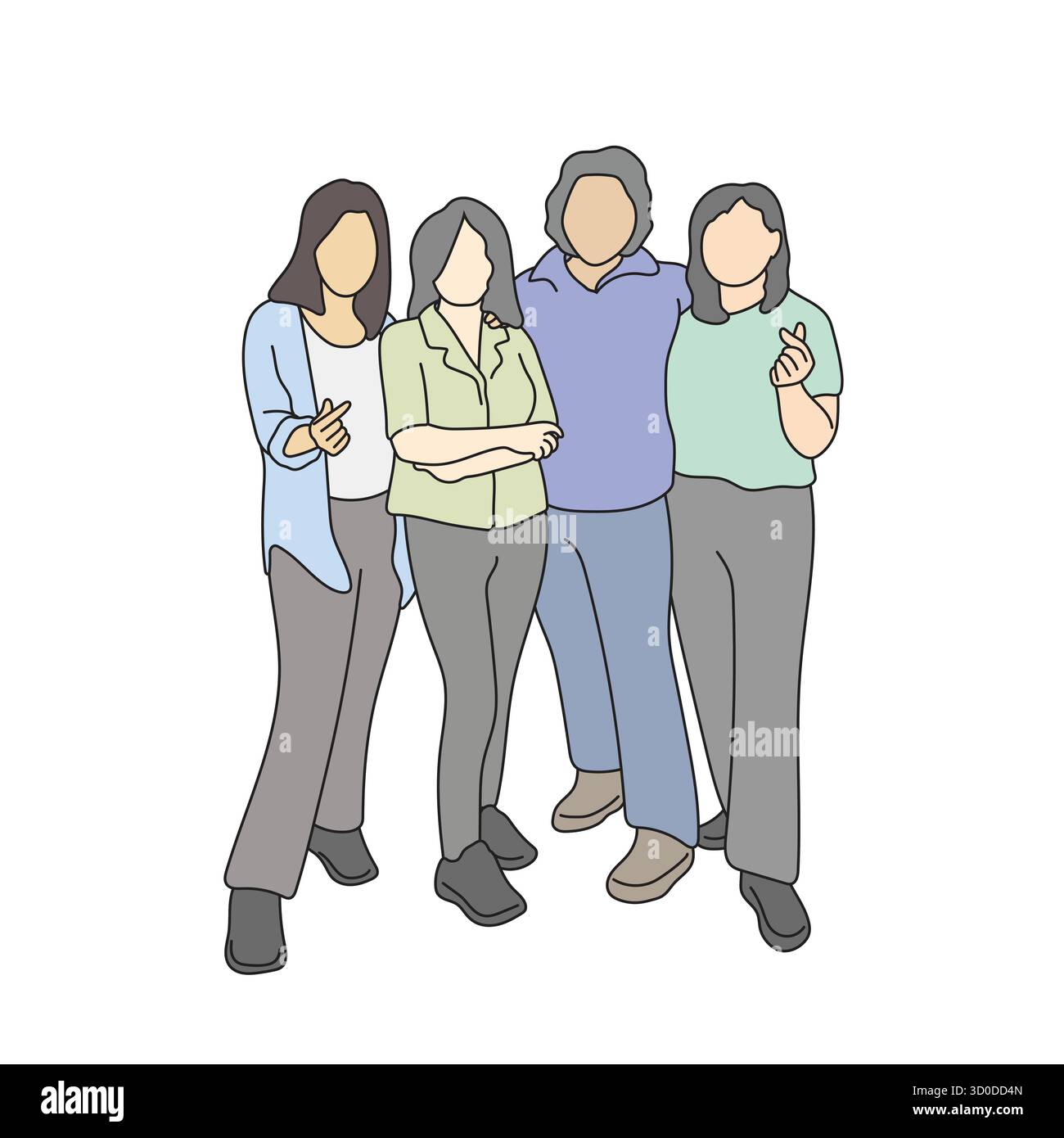 Four women drawn Cut Out Stock Images & Pictures - Alamy