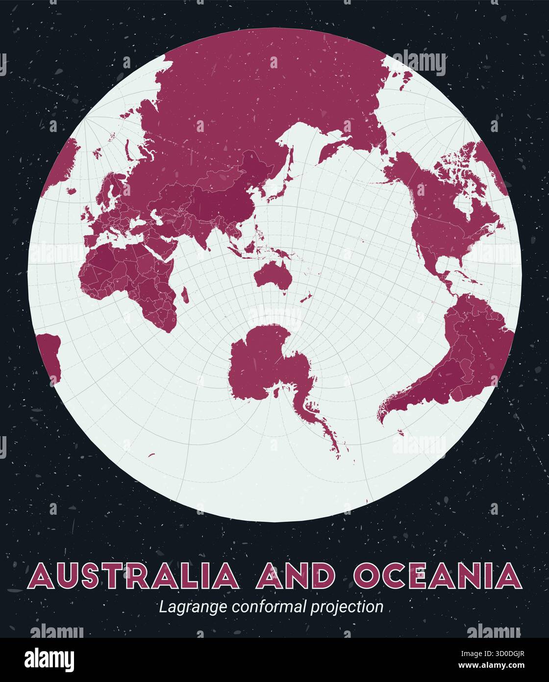 Australia and Oceania. World map. Lagrange conformal projection ...