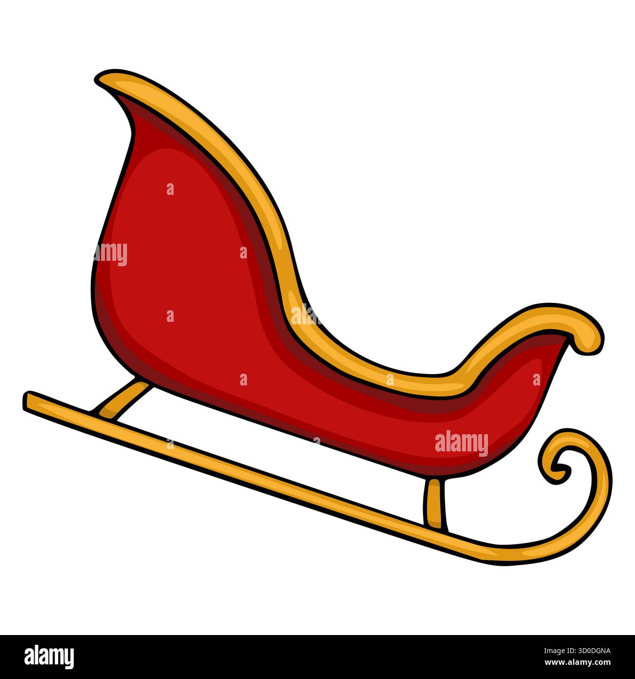 Festive red and gold Santa's sleigh vector illustration with smooth ...