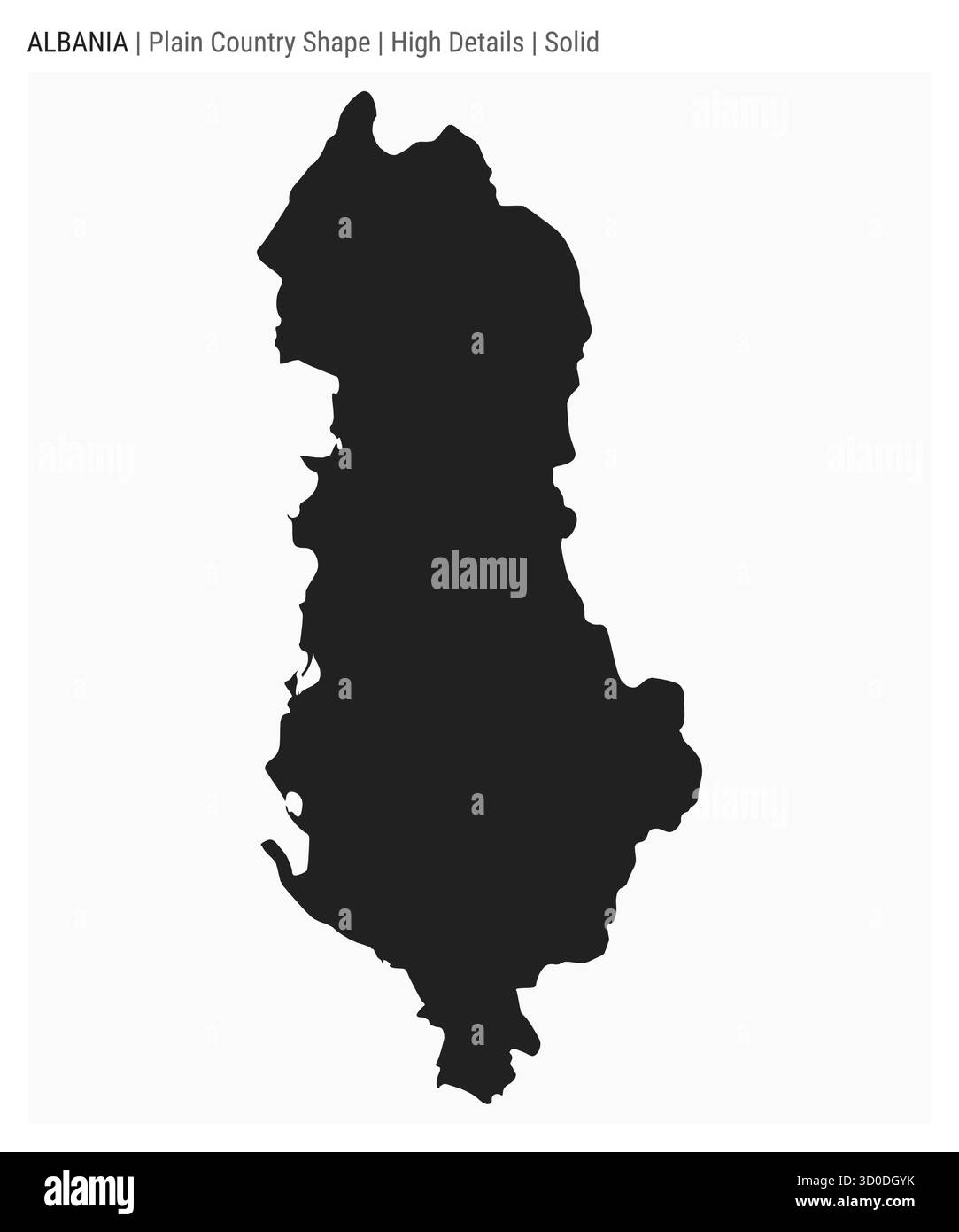Albania plain country map. High Details. Solid style. Shape of Albania ...
