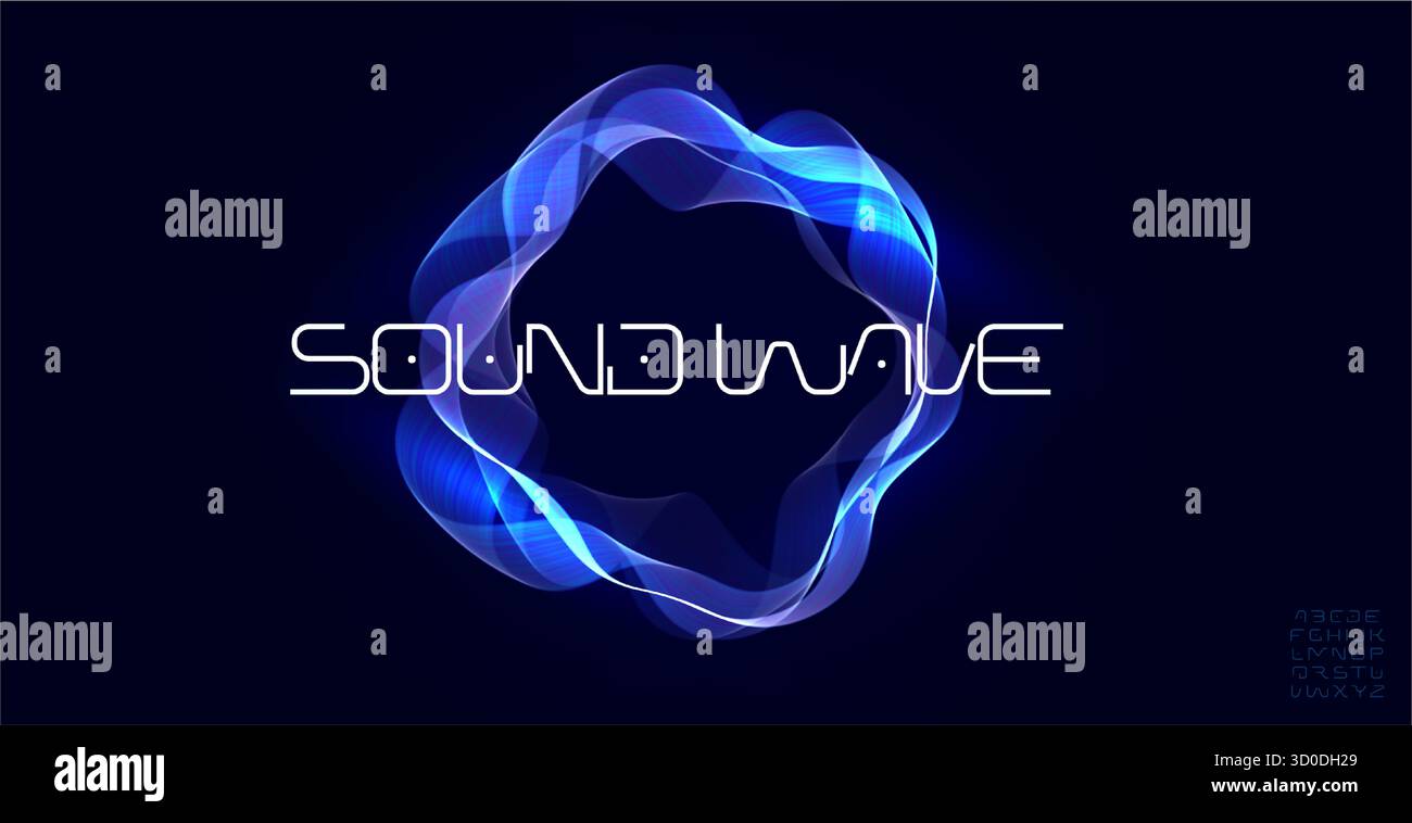 Sound wave music waveform audio bass beat circular wavy rings, radial ...