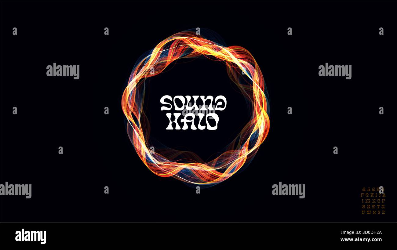 Sound wave music waveform audio bass beat circular wavy orange linear ...