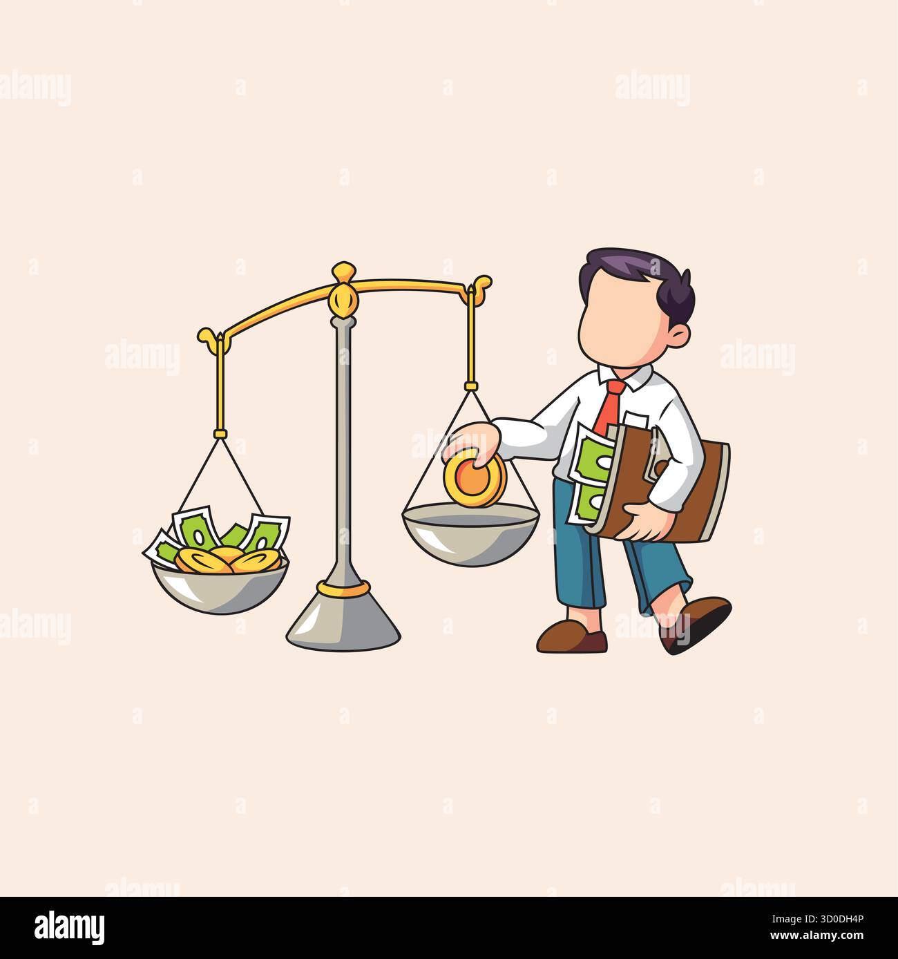 An illustration depicting a character carefully considering financial ...