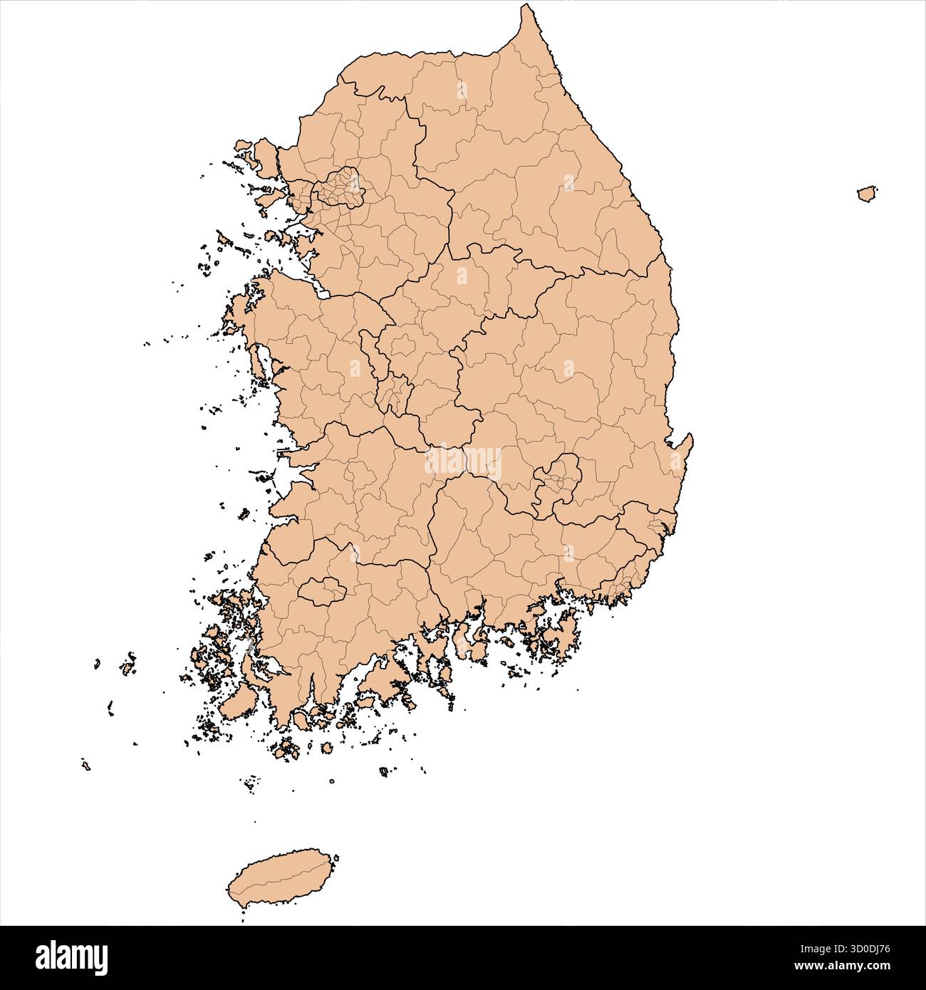 Editable vector map of South Korea, divided into its main ...