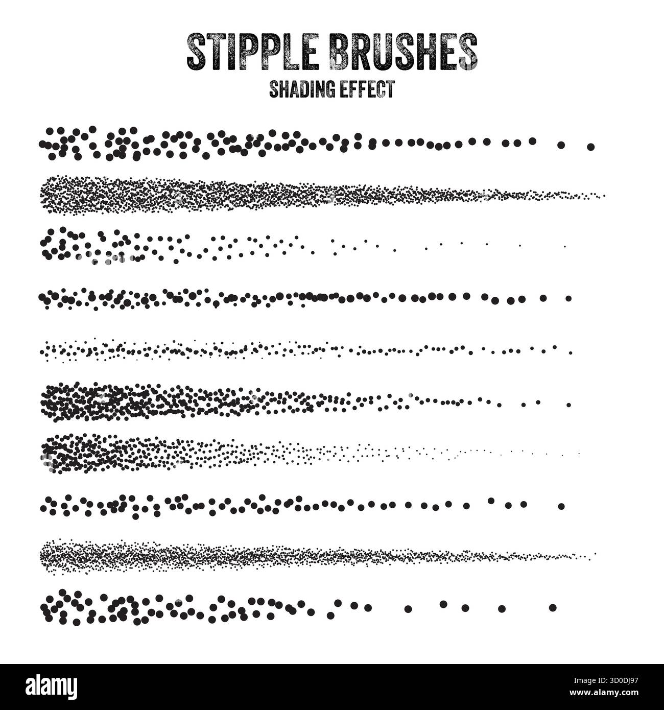 Ink scatter brush, stipple drawing and texturing. Fading gradient ...