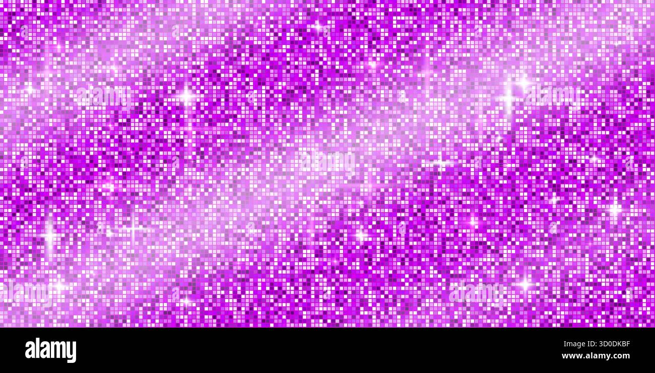 Neon disco ball mosaic background with purple mirror glitter texture ...