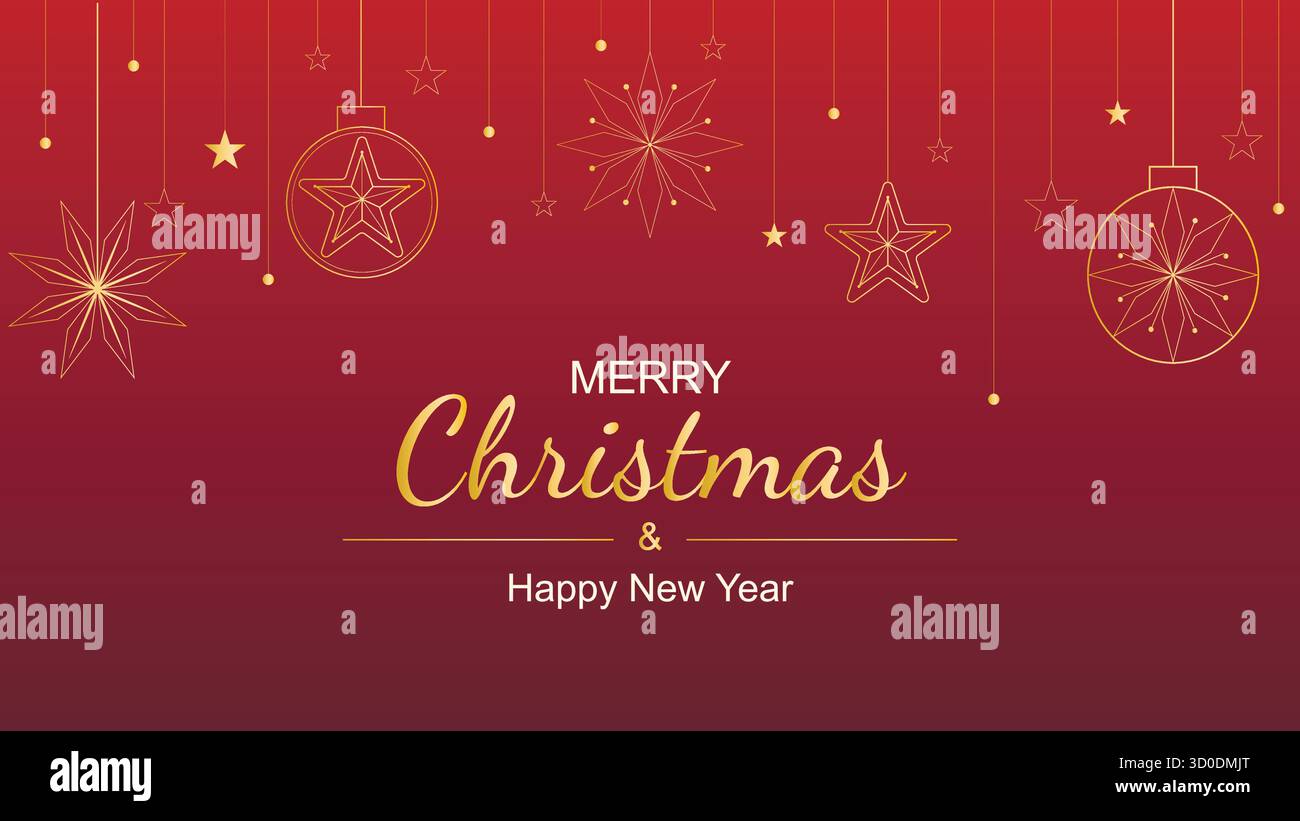 Merry Christmas and Happy New Year web banner. Festive greeting ...