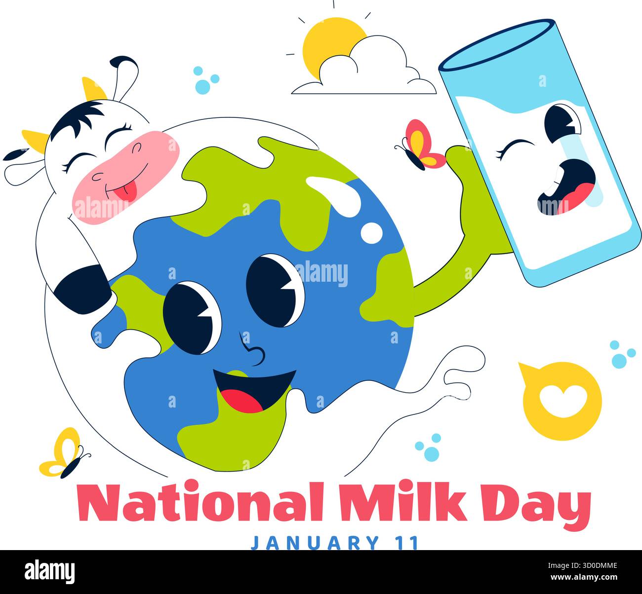 World Milk Day Vector Illustration Featuring a Milk Bottle and Cute Cow ...