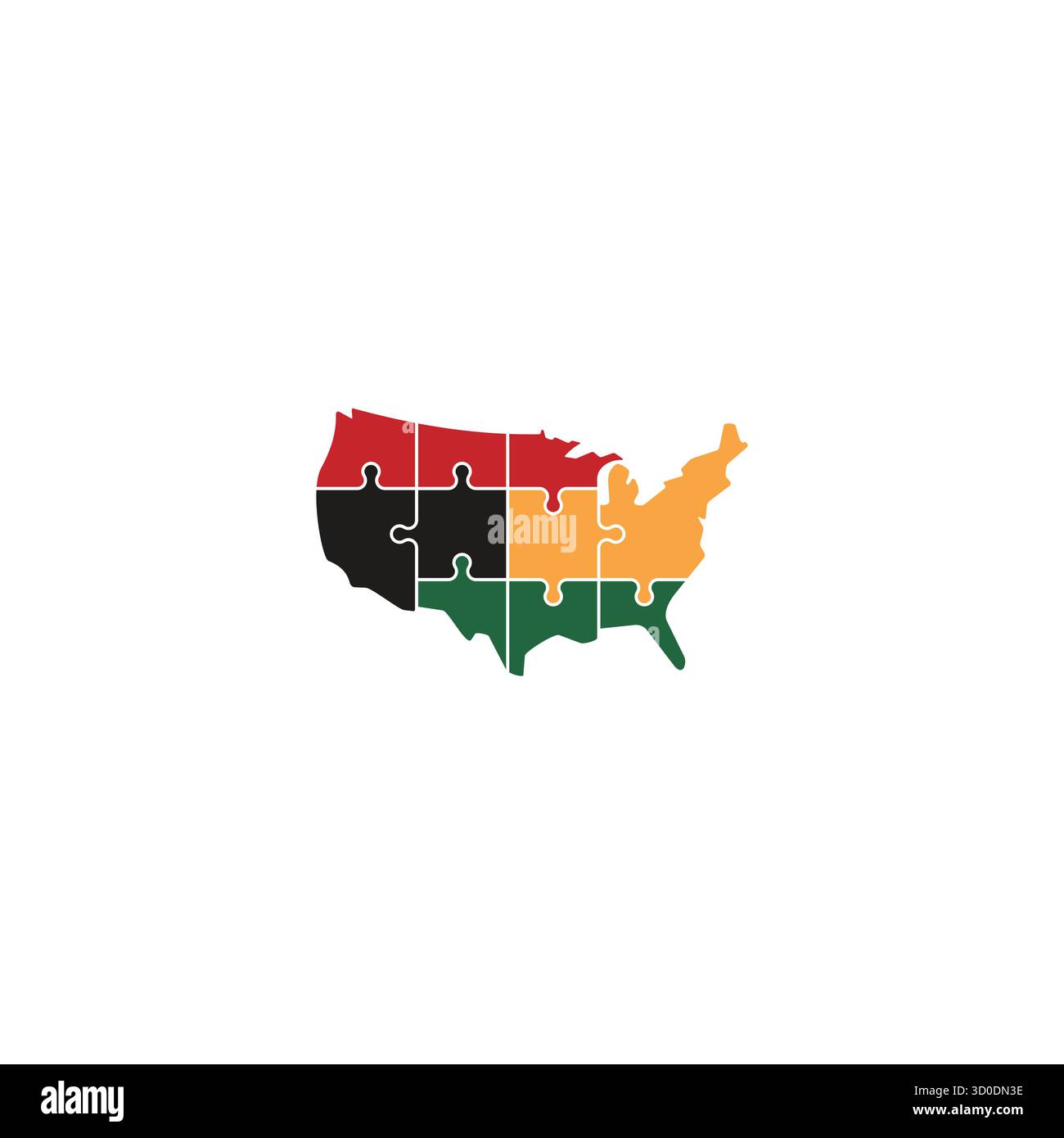 US Map, Pan African Colors, and Puzzle logo or icon design Stock Vector ...