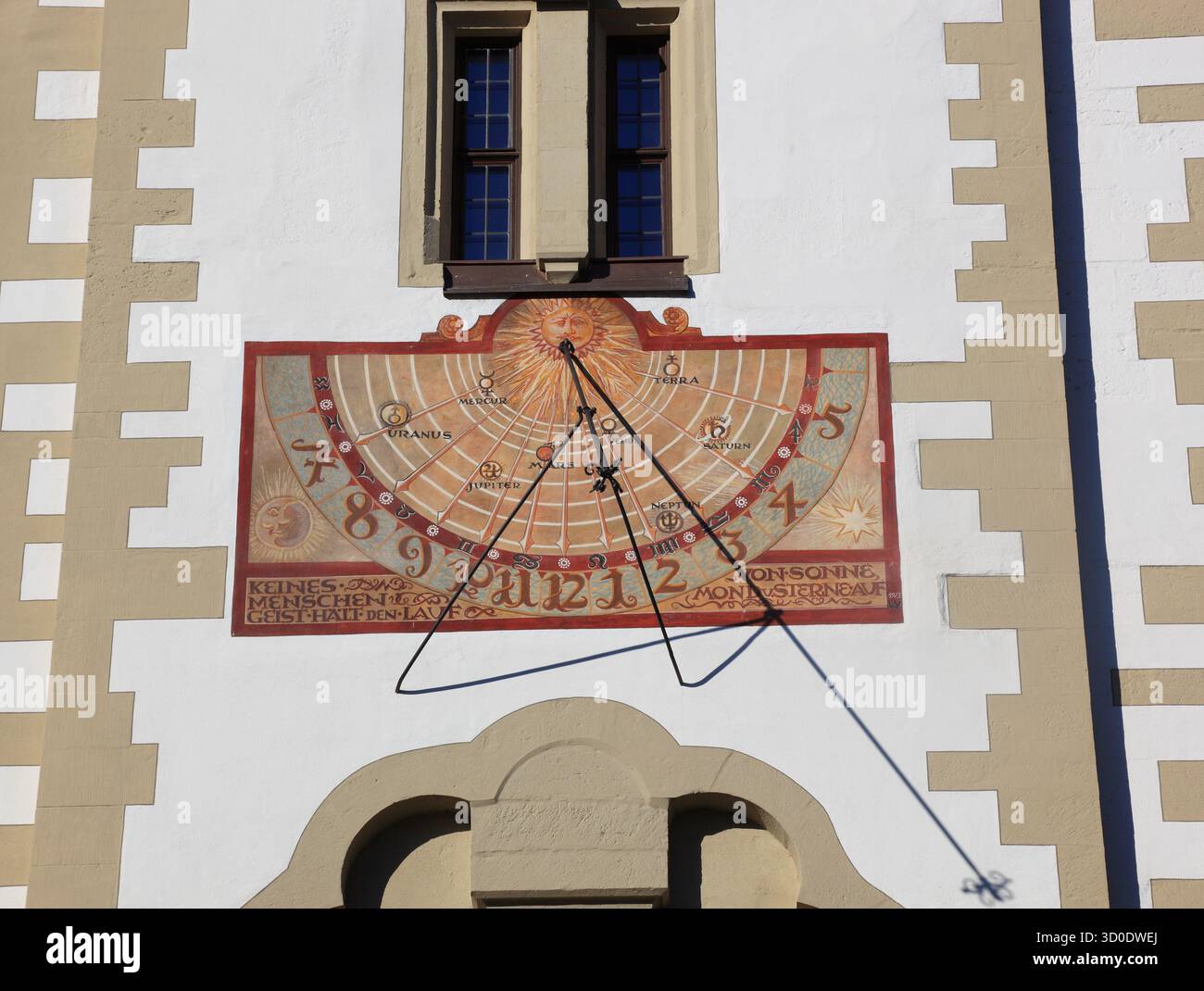 Sundial at Grafeneckart, oldest part of the town hall, Würzburg, Lower ...