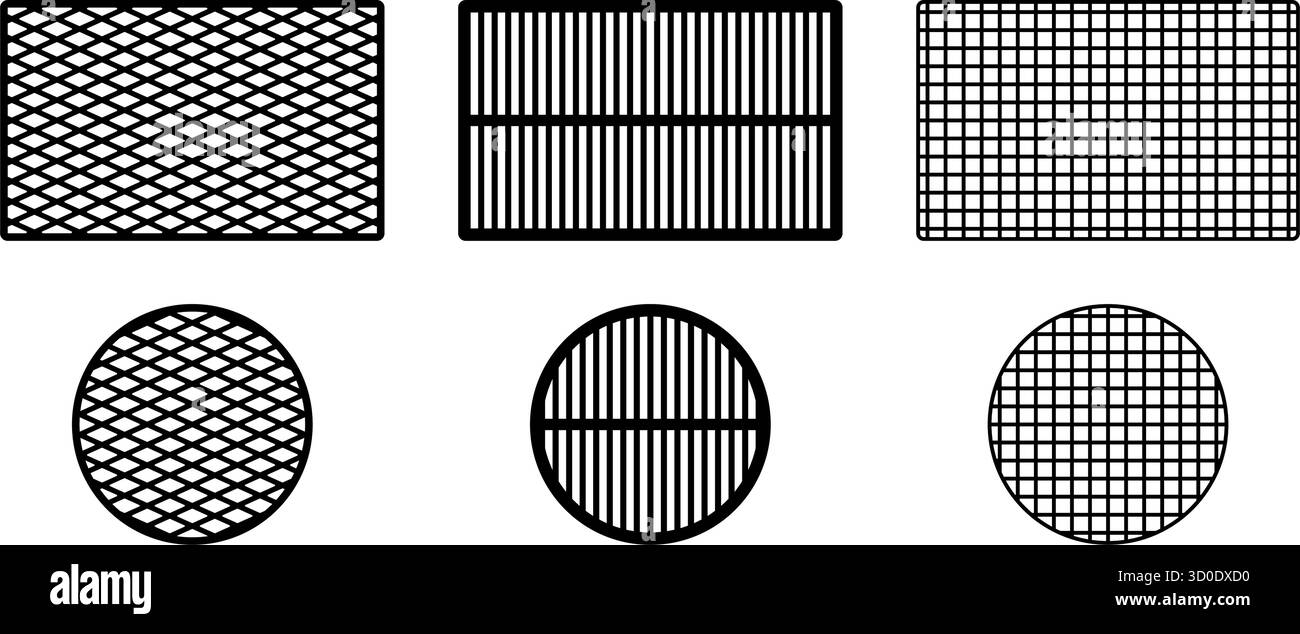 Bbq grill grate. Barbecue grid top view. Mesh metal surface with wire ...