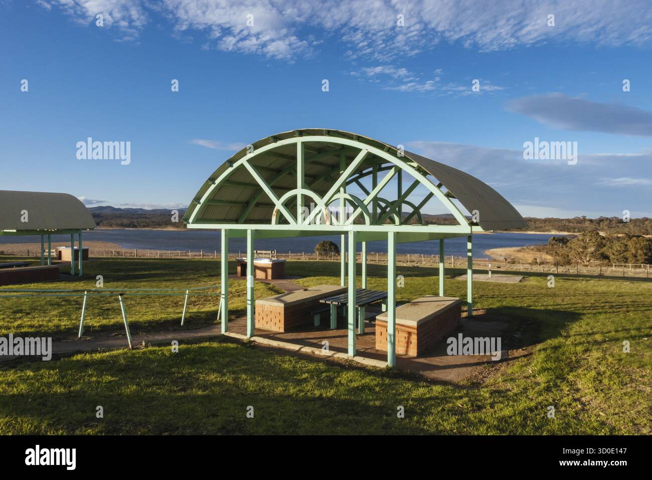 Merrimu Reservoir and picnic area near Bacchus Marsh on a cold winter's ...
