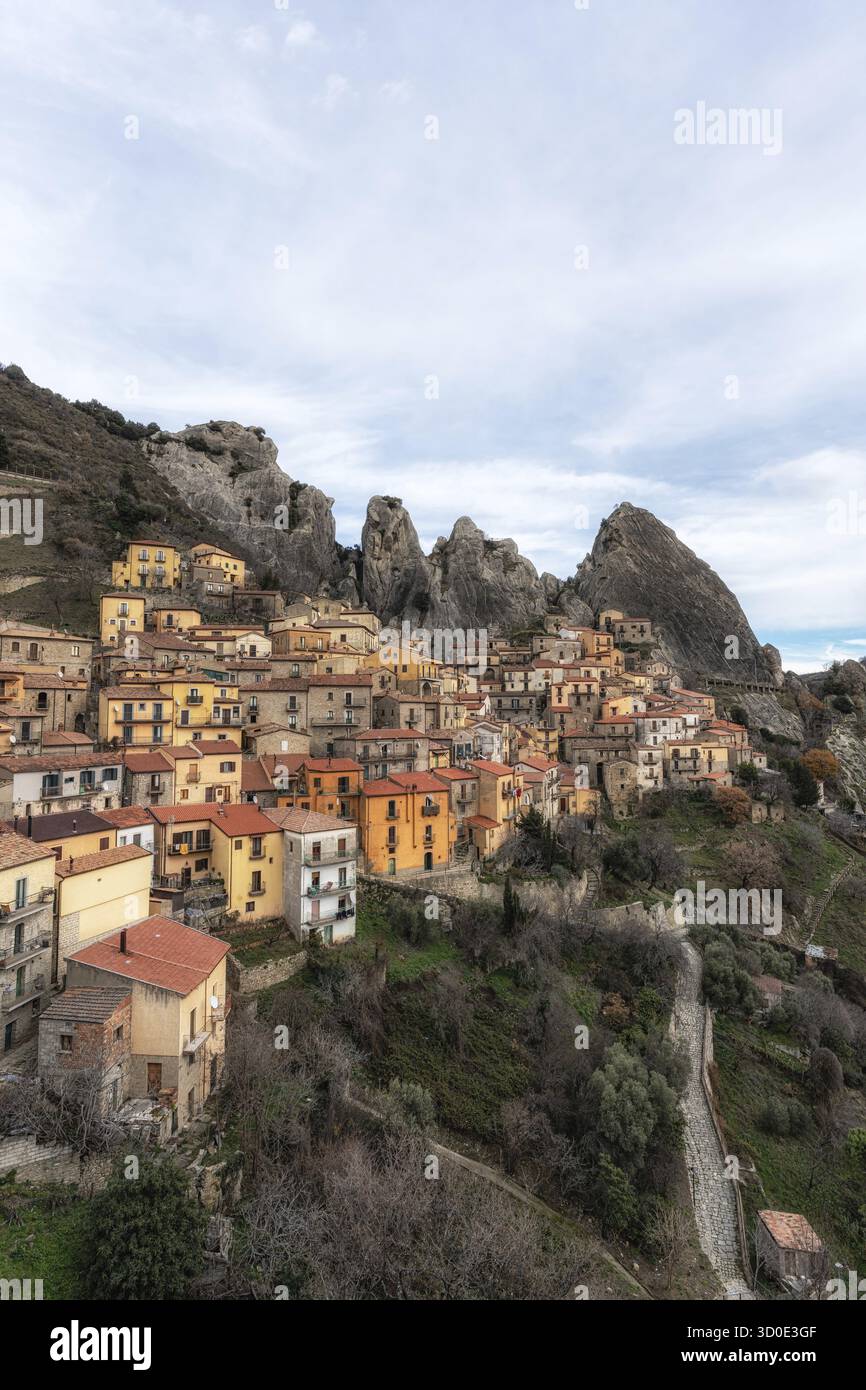 Small mountain village of Castelmezzano located within Dolomiti Lucane ...