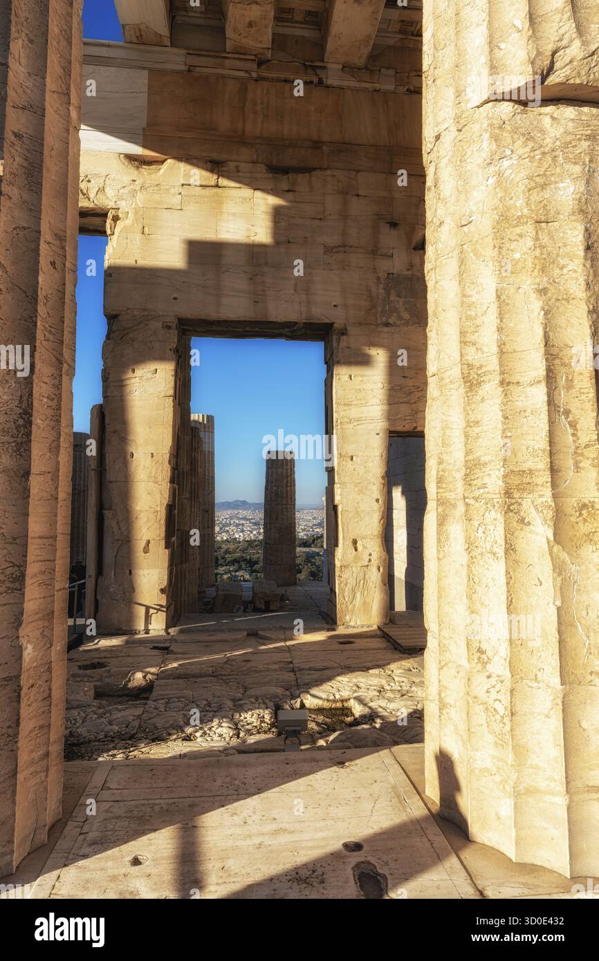 Propylaea Acropolis monumental gateway view. Taken in Acropolis, Greece ...