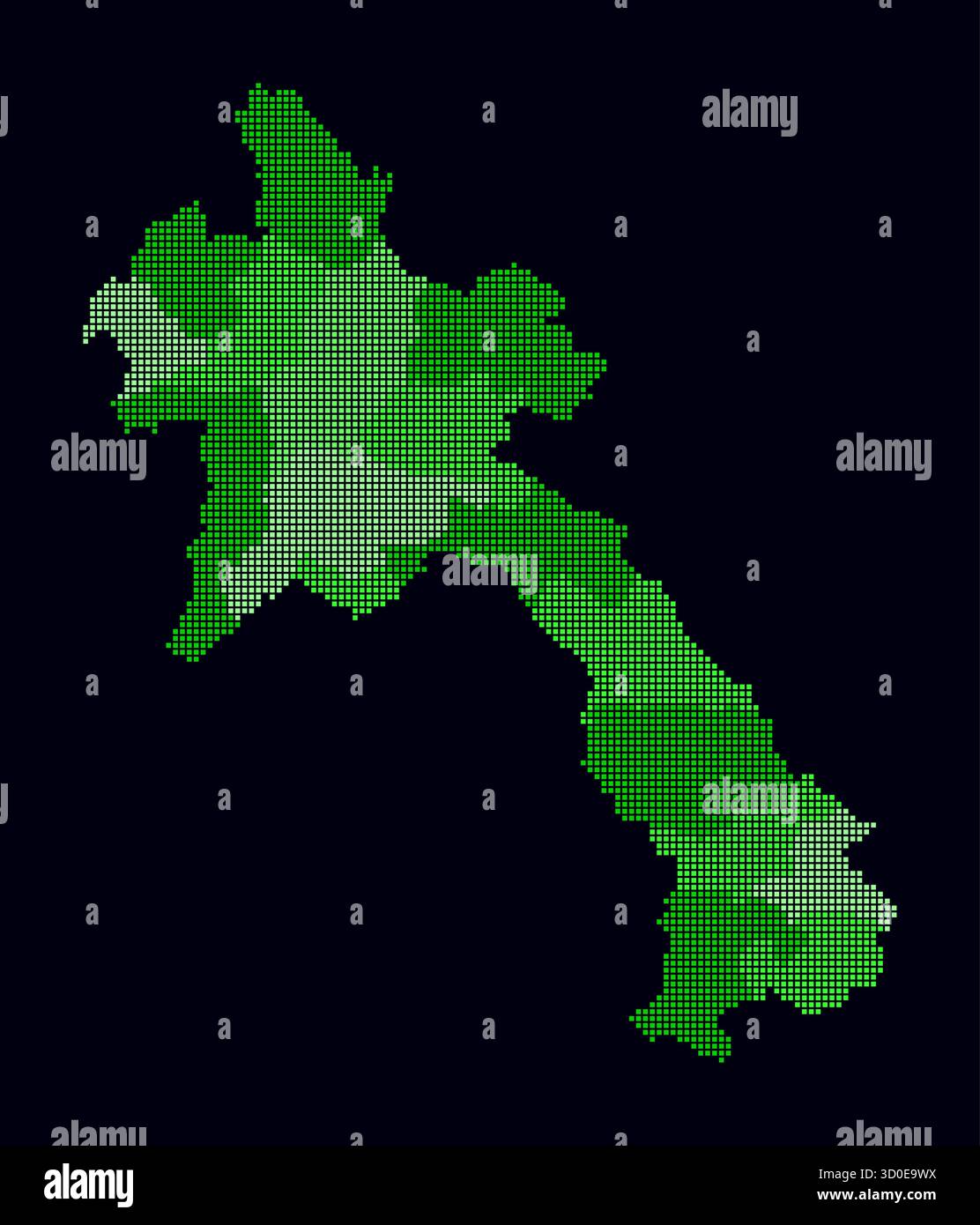 Laos dotted map. Digital style map of the country on a dark background ...