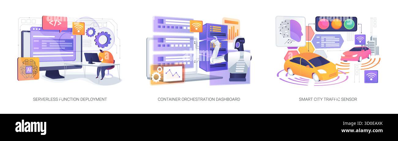 Serverless, Kubernetes, Cloud Monitoring abstract concept vector ...