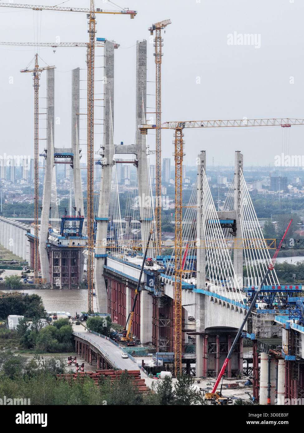 Aerial photo shows the construction site of Shanghai-Chongqing-Chengdu ...