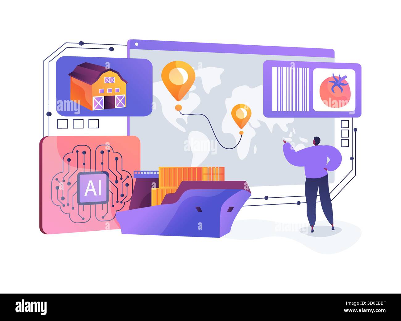 AI-Guided Supply Chain Traceability abstract concept vector ...
