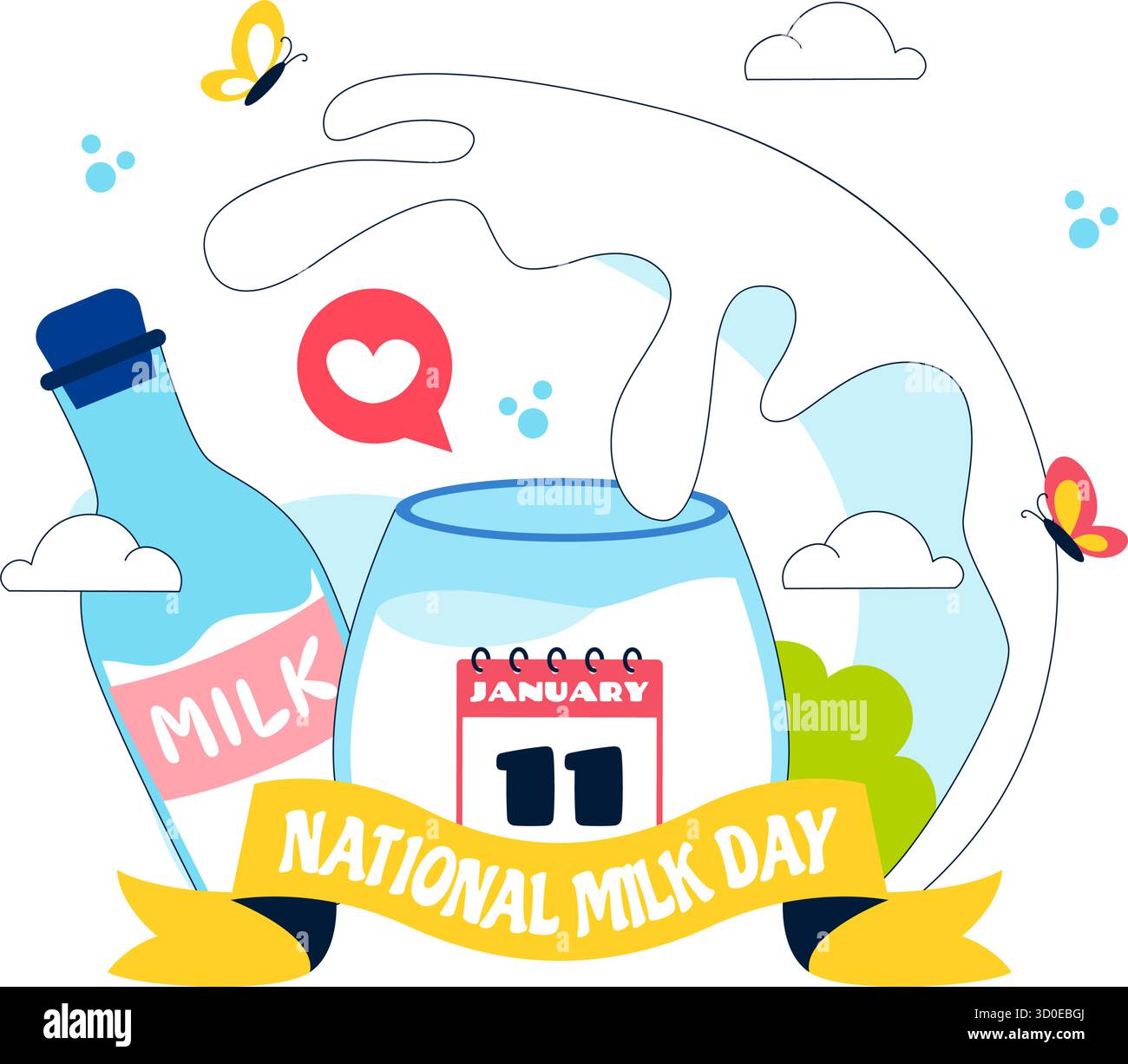 World Milk Day Vector Illustration Featuring a Milk Bottle and Cute Cow ...