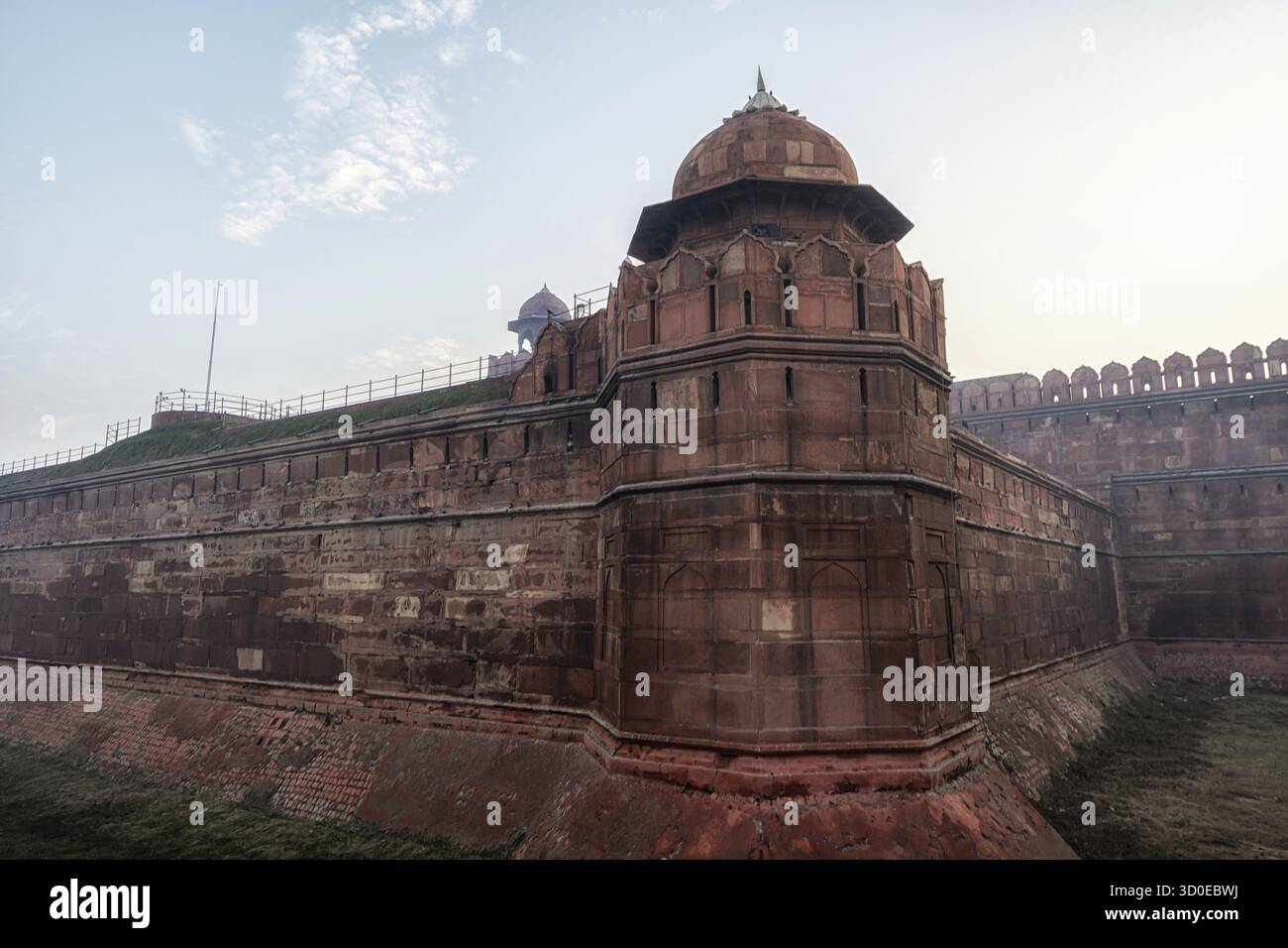 Red fort fortress wall and surrounding moat. Red fort is a famous ...