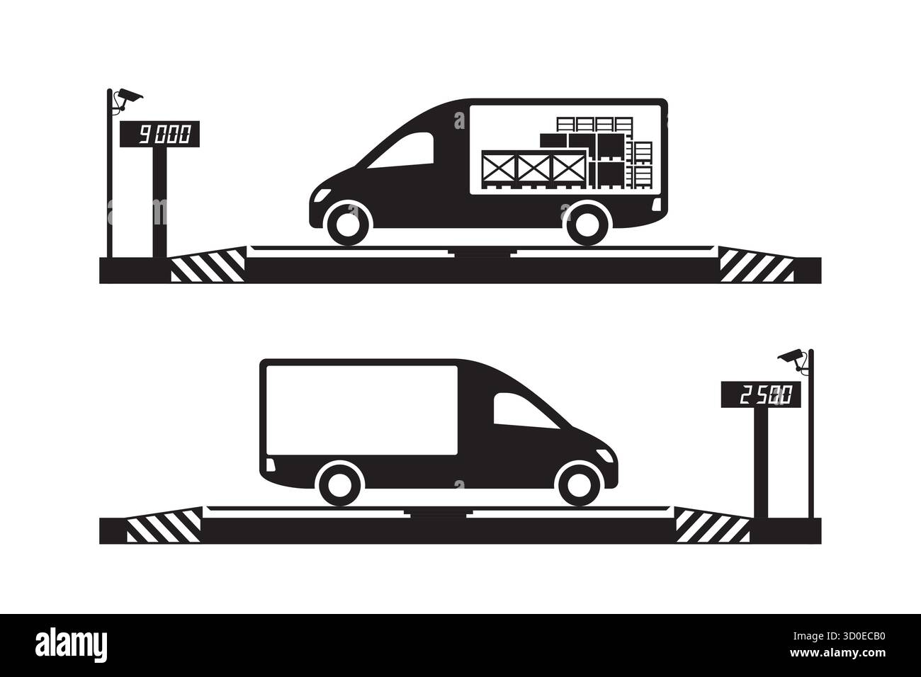 Pickup at weighbridge scale – vector illustration Stock Vector Image ...