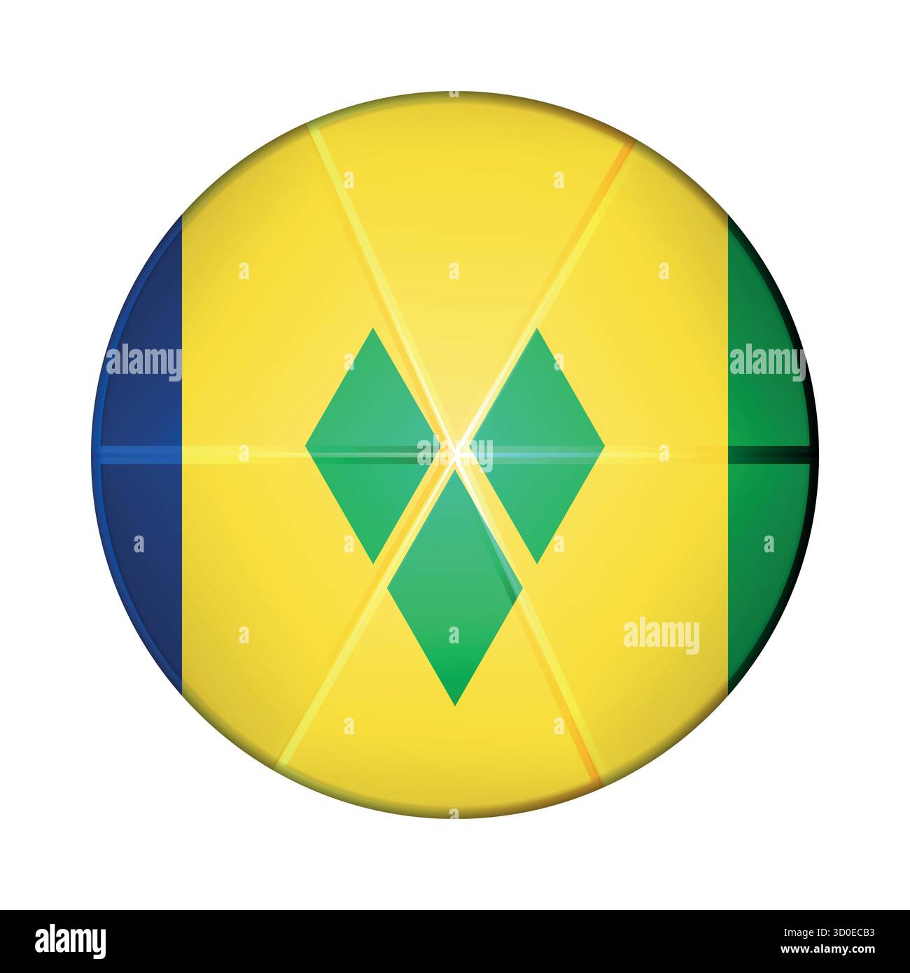 Glass light ball with flag of Flag of Saint Vincent and the Grenadines ...