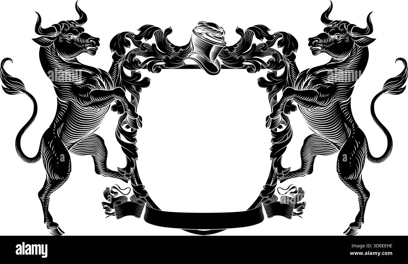 Bull Heraldry Coat of Arms Heraldic Crest Shield Stock Vector Image ...