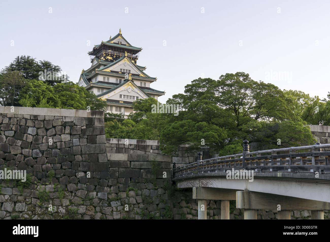 Osaka castle, one of japan's most famous landmarks viewed during late ...