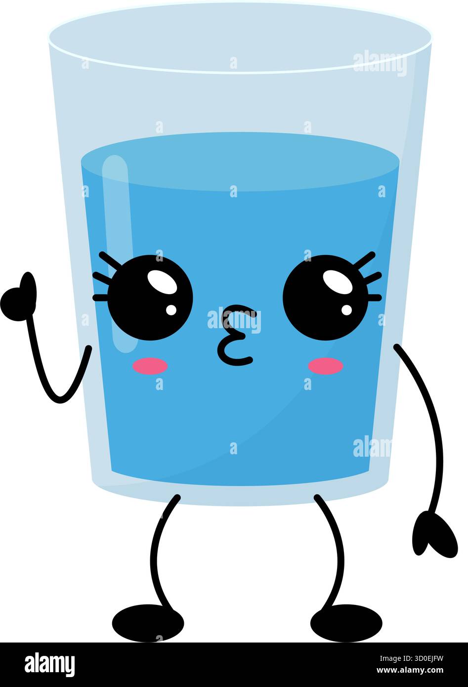Kawaii glass of water features a bright blue liquid and adorable facial ...