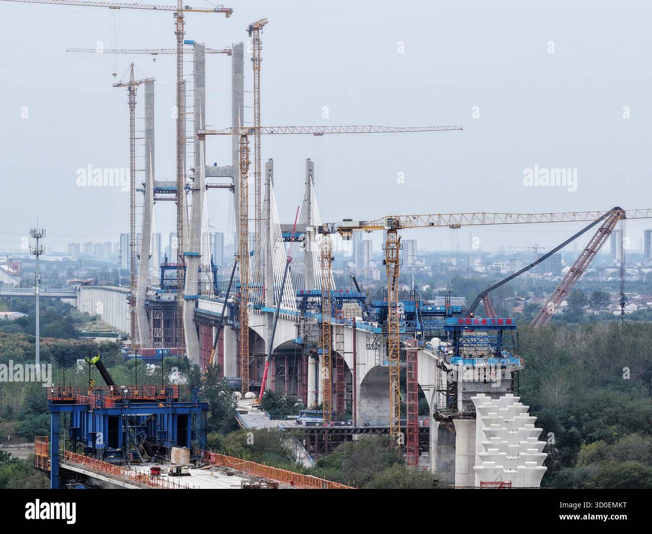 Aerial photo shows the construction site of Shanghai-Chongqing-Chengdu ...