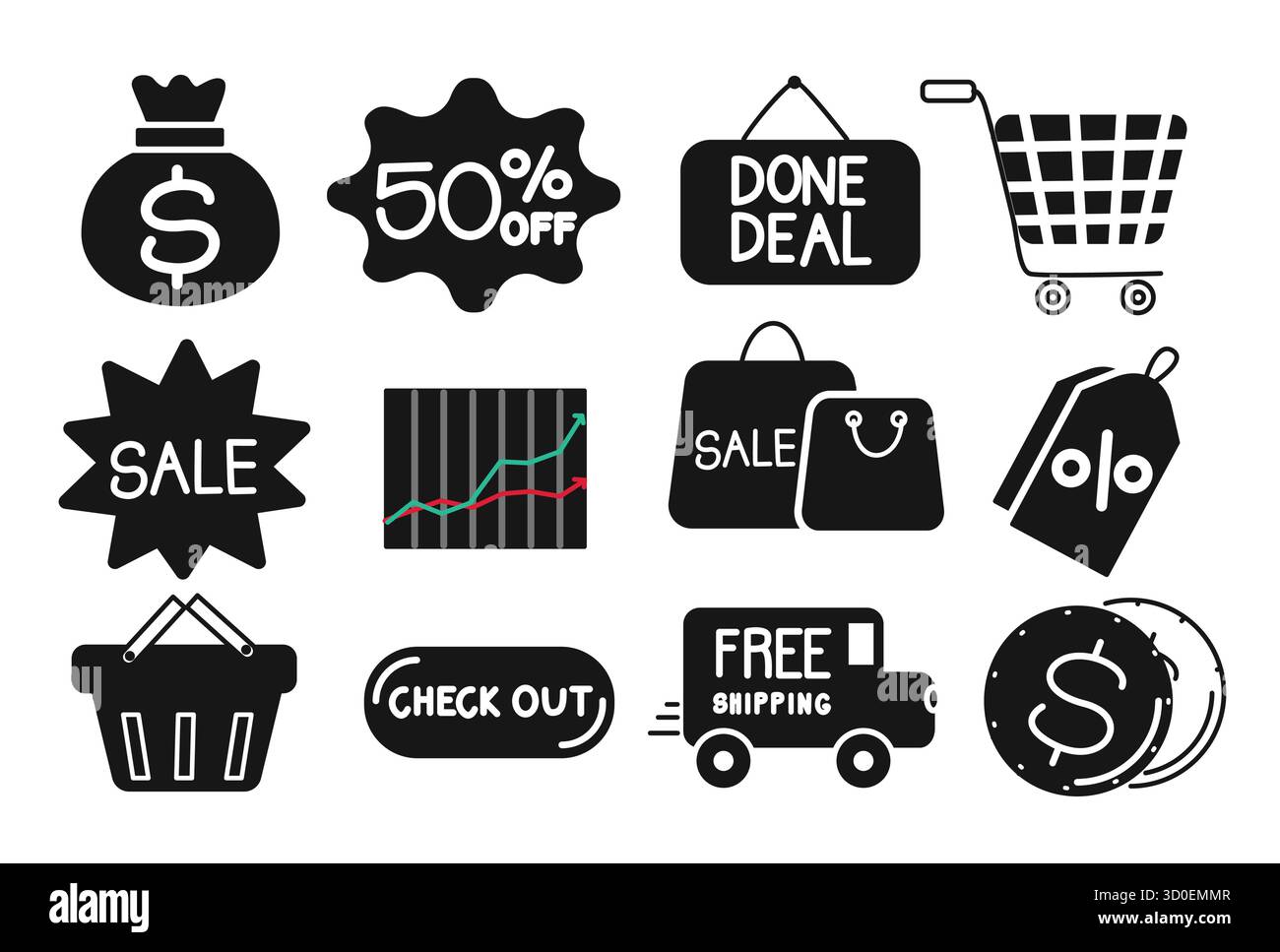 Solid Black Sale and Discount Vector Icons for Business, Marketing, and ...