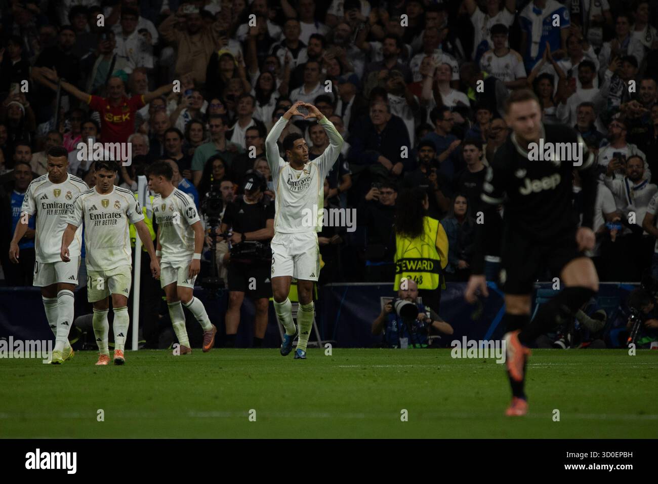 Several Real Madrid players celebrate a goal during the UEFA Champions ...