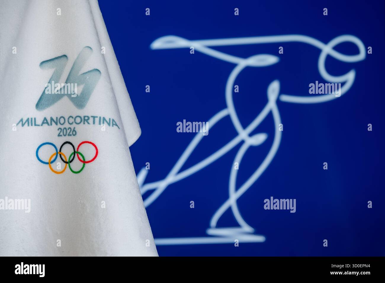 MILAN, ITALY, OCTOBER 20, 2025: Speed skating Blue Pictogram and Logo ...