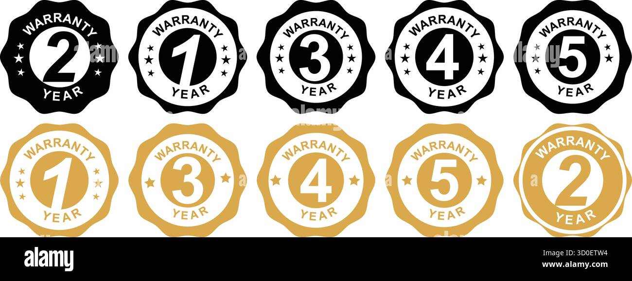 Warranty Year Icons for Product Guarantee and Customer Satisfaction ...