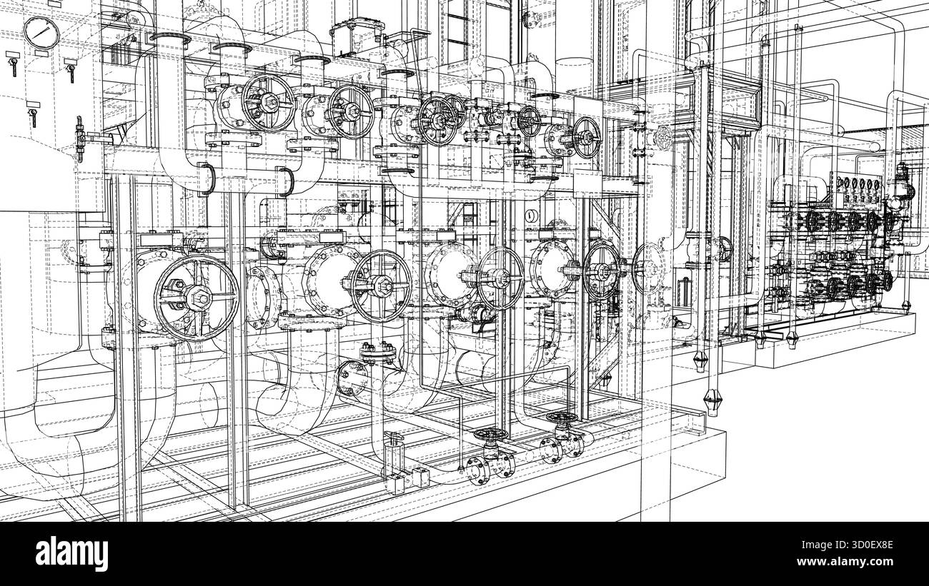 Intricate Industrial Piping Blueprint. Vector Stock Vector Image & Art ...
