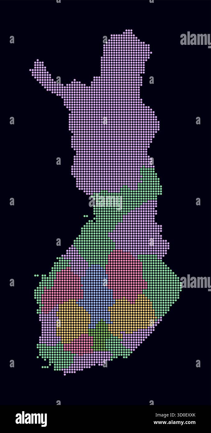 Finland dotted map. Digital style map of the country on a dark ...