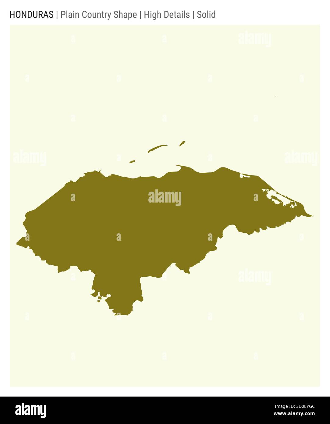 Honduras plain country map. High details. Solid style. Shape of ...
