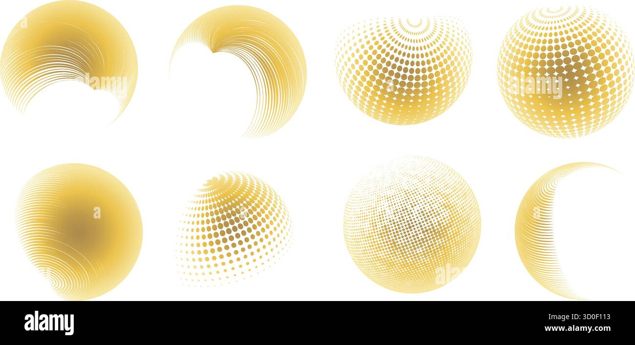 Contemporary set of halftone rounded 3d figures Stock Vector Image ...