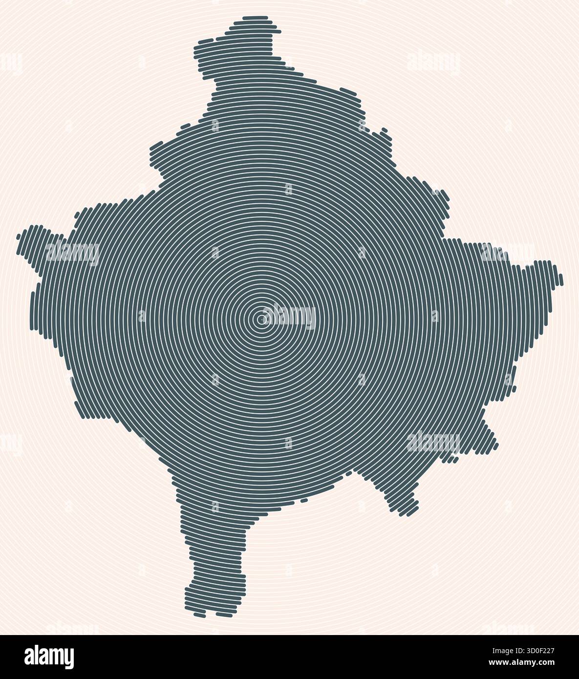 Kosovo shape rings. Country map formed by stacked circles. Kosovo ...