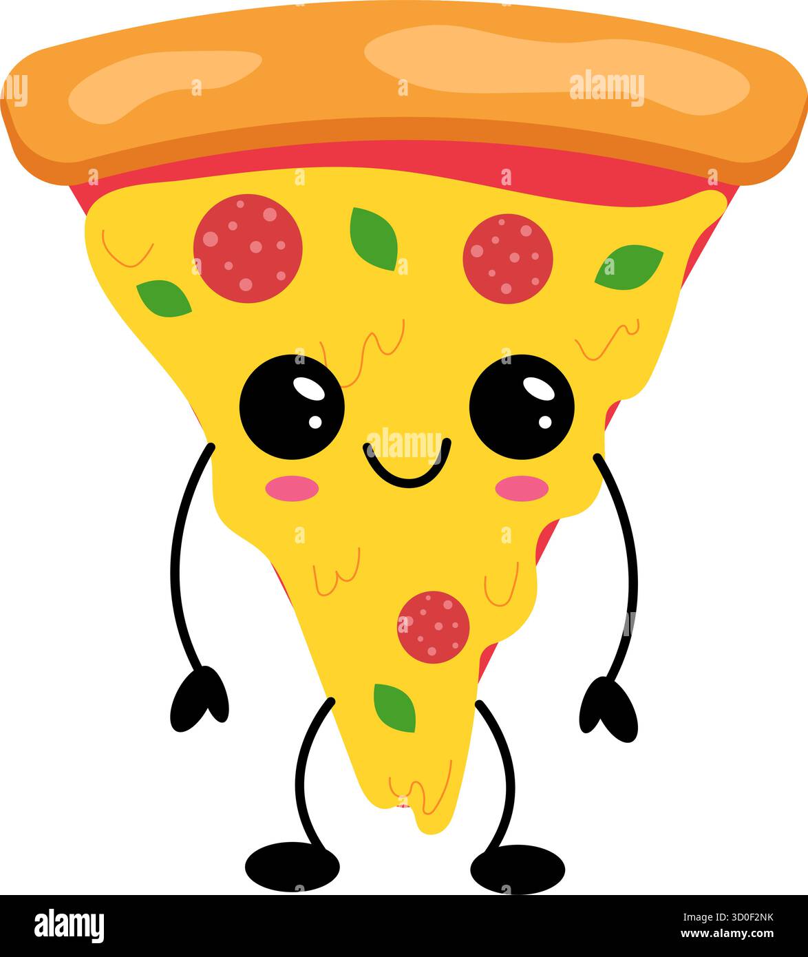 Cartoon pizza slice character with big eyes and happy smile. Fun kawaii ...