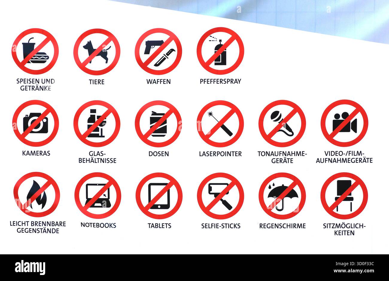 Prohibited items, prohibitions, drone ban, camera ban, video ban ...