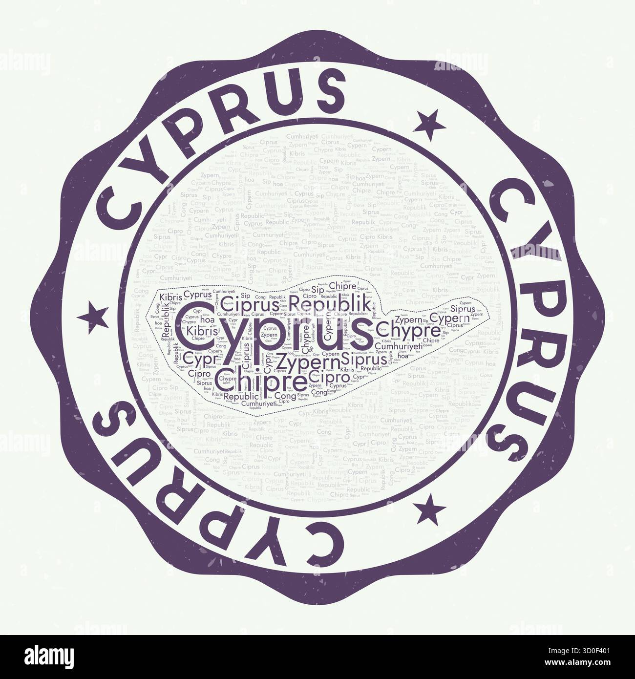 Cyprus logo. Awesome country badge with word cloud in the shape of ...