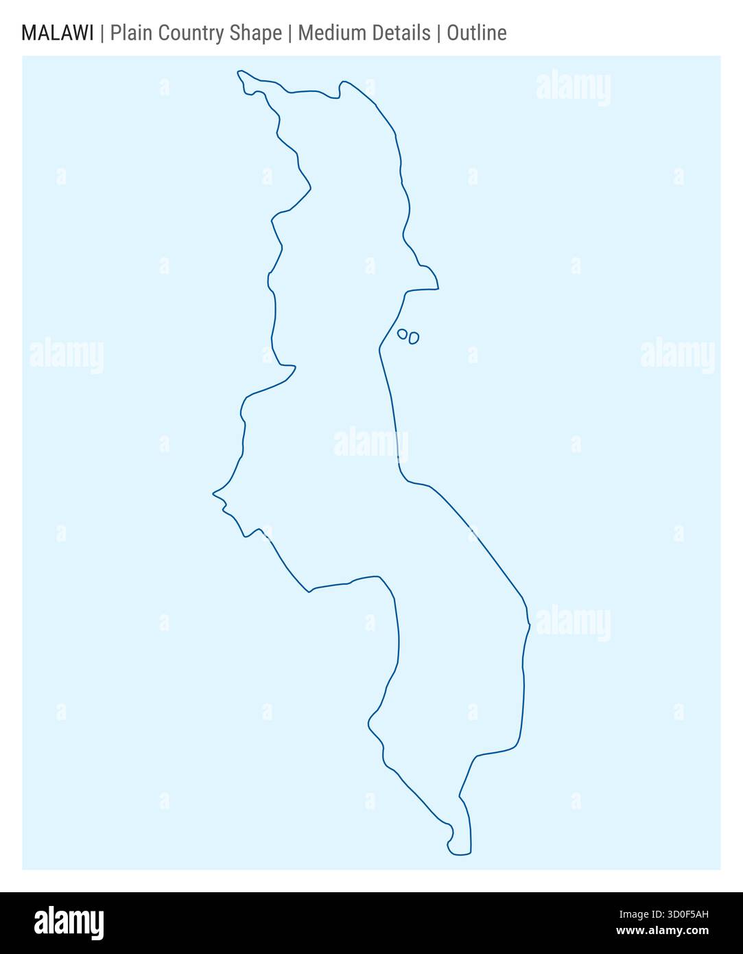 Malawi plain country map. Medium details. Outline style. Shape of ...