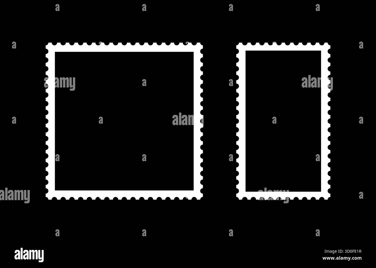 Postage stamp retro empty frames template set. White borders for ...