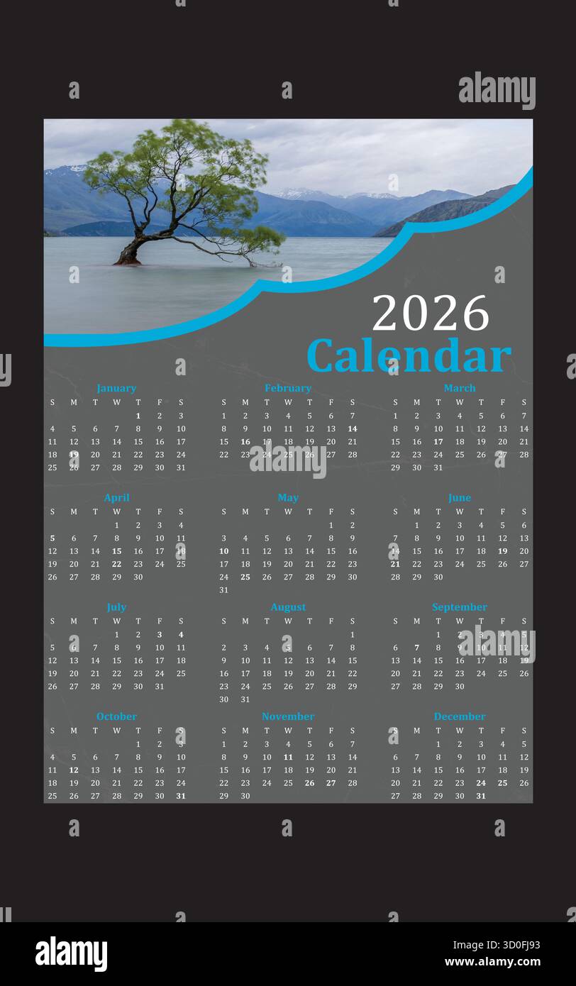 2026 year vector calendar hi-res stock photography and images - Alamy